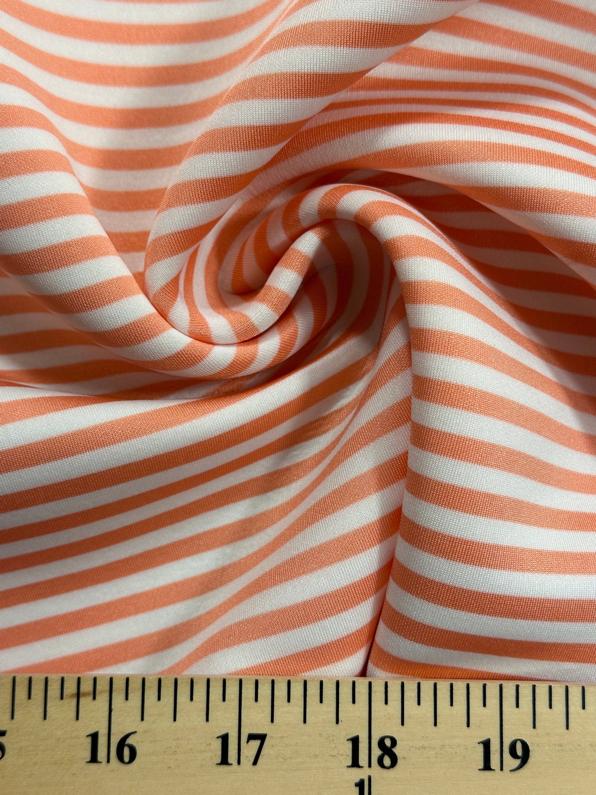 Scuba Fabric - Peach & White Stripes on Neoprene Fashion Fabric - 58 ...