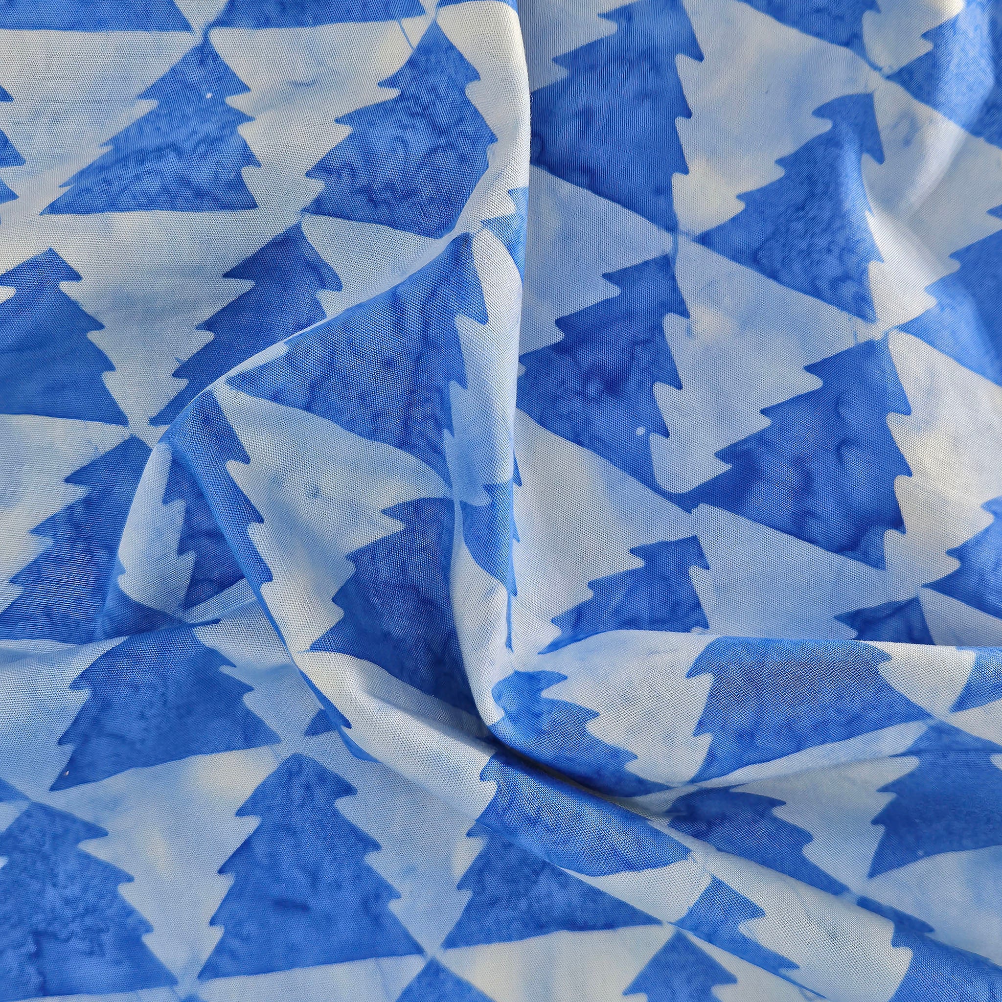 Sky Blue Triangle Trees: Blue and White Quilting Fabric by Island Bati ...
